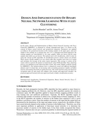 Design And Implementation Of Binary Neural Network Learning With Fuzzy