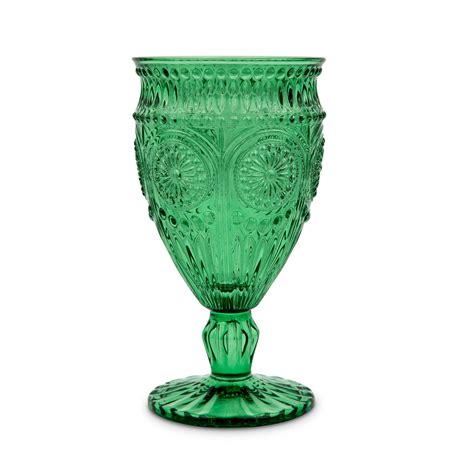 Weddingstar Vintage Style Pressed Glass Wine Goblet Green