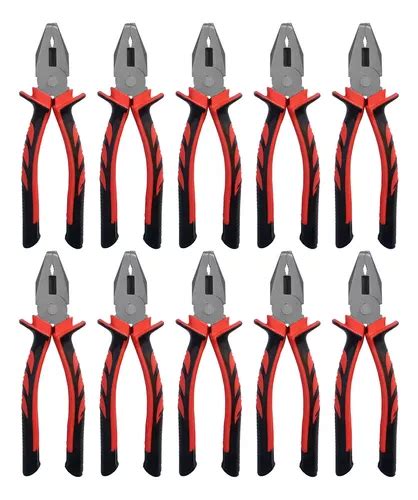 Kit 10 Alicate Universal 8 Pol Aço Polido Cabo Emborrachado Parcelamento Sem Juros