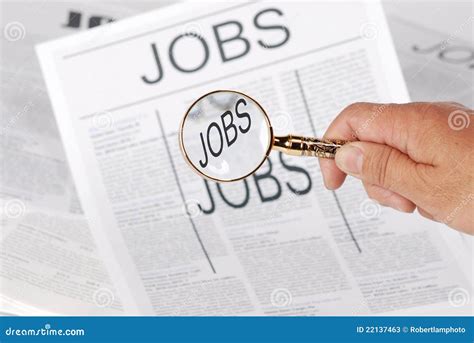 Man Using Magnify Glass Looking For Jobs Stock Image Image Of Search