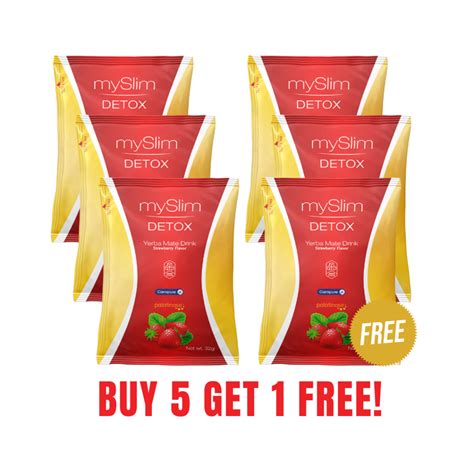 Myslim Detox Yerba Mate Drink Strawberry Flavor Buy 5 Get 1 Free