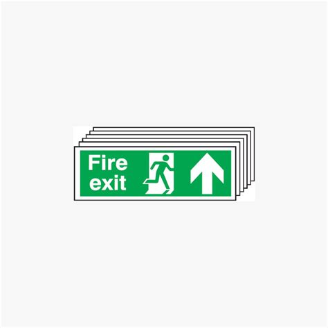 Fire Exit Running Man Arrow Up Plastic 450x150mm Signs Safety Sign Uk
