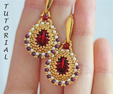 Beaded Earrings Tutorial Rivoli Earring Tutorial Beading Etsy