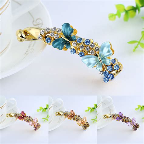 Badu Bg Метални бананови шноли за коса Дамски модни щипки за коса с кристални кристали и