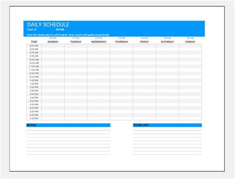 hourly daily weekly schedule template excel etsy