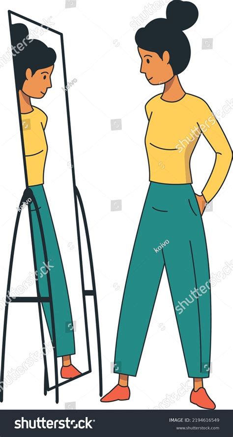 Girl Looks Mirror Vector Character Stock Vector Royalty Free