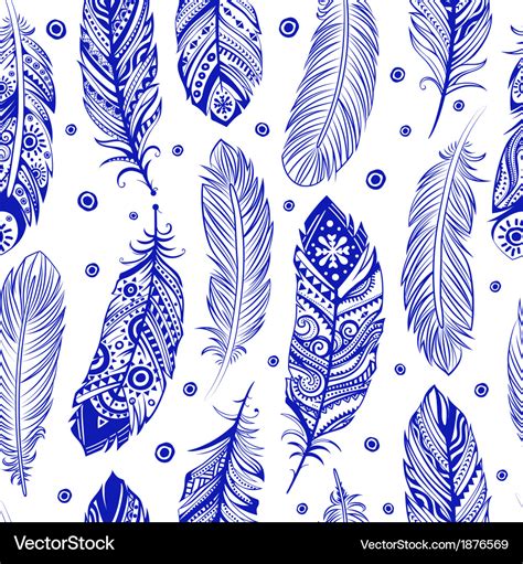 Beautiful Feather Pattern Seamless Royalty Free Vector Image
