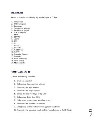 Lecture Series 1 Computer Fundamentals PDF