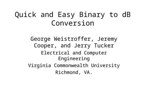 Ppt Quick And Easy Binary To Db Conversion Dokumentips