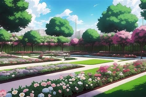Premium Ai Image Beautiful Empty Flower Garden In The Afternoon