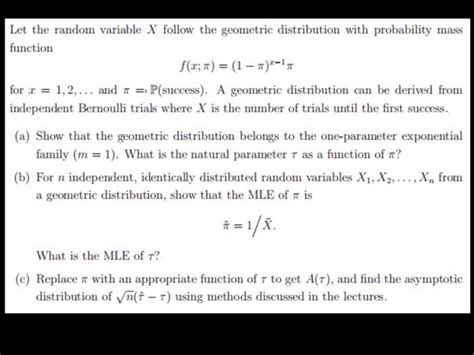 Solved Let The Random Variable X Follow The Geometric