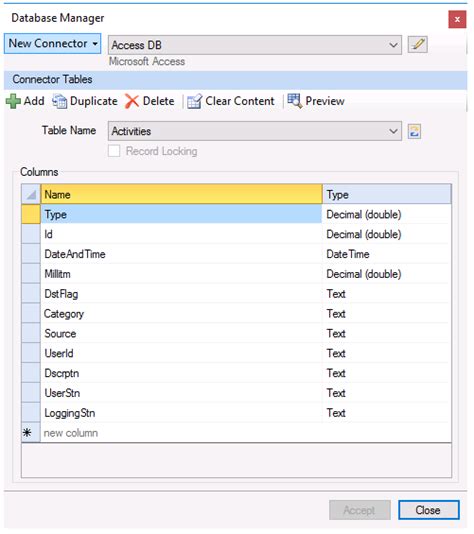 Using The Database Manager