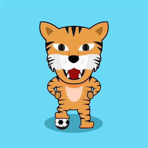 그림 벡터의 귀여운 호랑이 마스코트 놀이 공 프리미엄 벡터