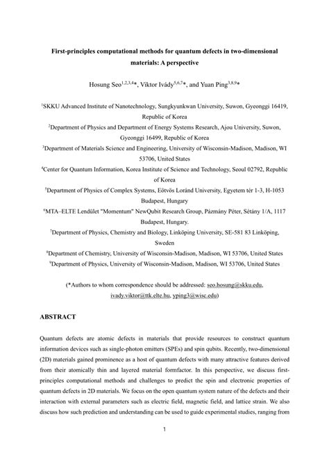 Pdf First Principles Computational Methods For Quantum Defects In Two