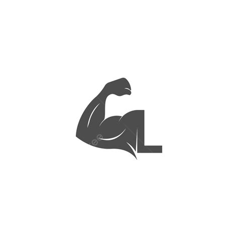 ناقلات تصميم عضلي الذراع تشكيل حرف L رمز الشعار المتجه صحة حروف قوة