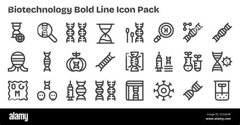 This Set Of 24 Bold Outline Icons Captures Biotechnology Themes
