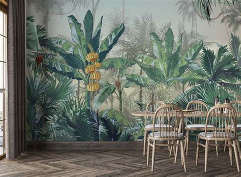Banana Leaves Tropical Wallpaper Junle Trees Peel And Stick Mural