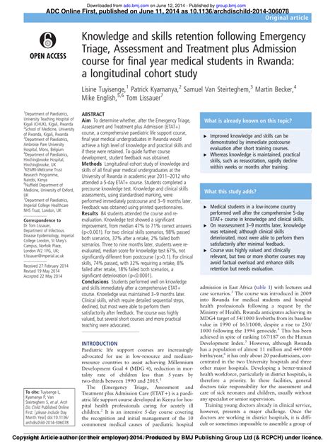 Pdf Knowledge And Skills Retention Following Emergency Triage Assessment And Treatment Plus