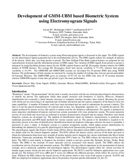 Pdf Development Of Gmm Ubm Based Biometric System Using