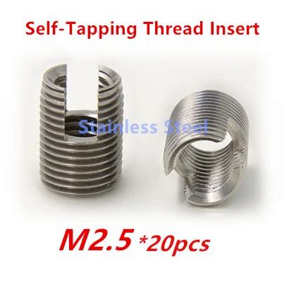 Pcs M Stainless Steel Self Tapping Thread Insert Self Tapping Screw Bushing Slotted Type