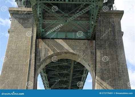 Steel Truss Cantilever Bridge Viewed From Under Stock Image Image Of