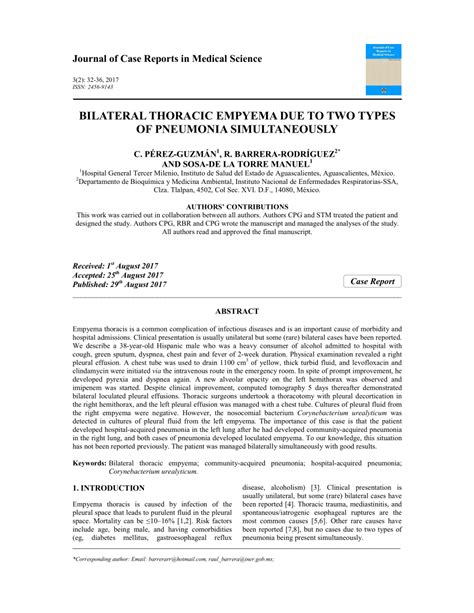 Pdf Journal Of Case Reports In Medical Science Bilateral Thoracic