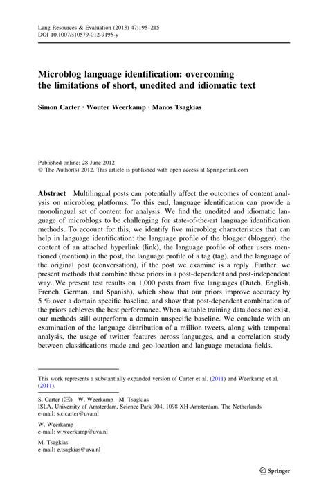 pdf microblog language identification overcoming the limitations of