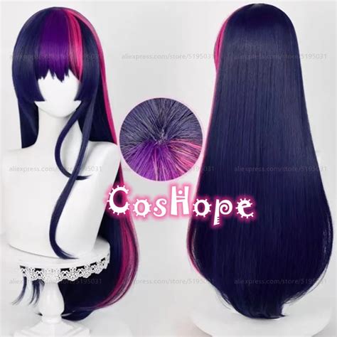 Twilight Sparkle Cosplay Wig Women 75cm Long Straight Hair Purple Pink