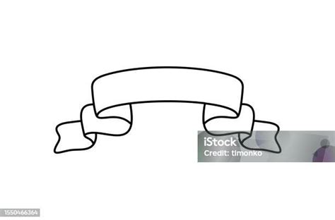 선 리본 배너 아이콘 웹 디자인 요소입니다 손으로 그린 벡터 그림입니다 비즈니스 인사말 카드 및 휴일 복사 공간을 위한 텍스트를 위한 장소 고급에 대한 스톡 벡터 아트 및