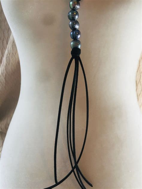 Pearl And Suede Necklace Knotted Leather Necklace Knotted Etsy
