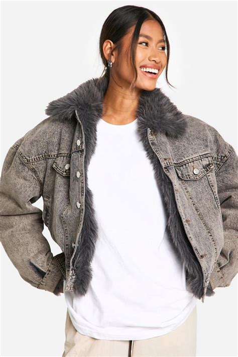 Faux Fur Collar Denim Jacket Boohoo Usa
