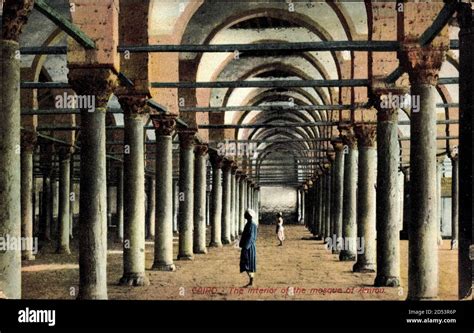 Cairo Kairo Ägypten The Interior Of The Mosque Of Amrou Kolumnenhalle