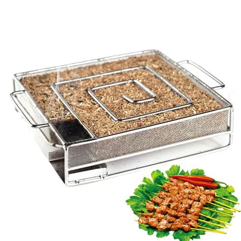 바베큐 차가운 연기 발생기 베이컨 물고기 크리에이티브 연어 고기 먼지 뜨거운 흡연 연어 고기 굽기 흡연 도구 1 세트그물망