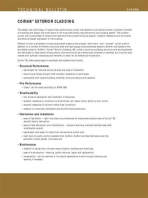 Corian Exterior Cladding Technical Bulletin Pdf Wall Building