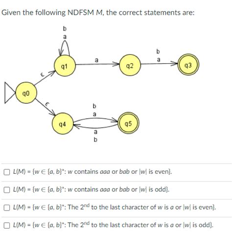 given the following ndfsm m the correct statements