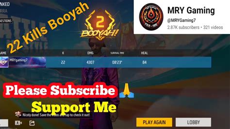 Br Rank 22 Kill Booyah Mry Gaming Viral Youtube