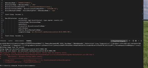 Error Message While Creating Container The Requested Resource Is In