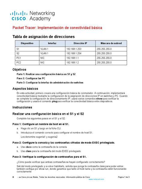 276 Packet Tracer Implement Basic Connectivity Eugenia Batista Pdf