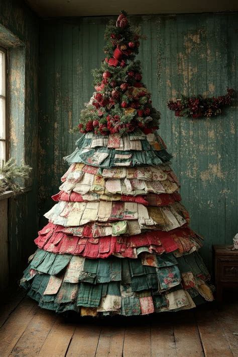 Patchwork Tree Quilted Fabric Symbol Festive Holiday Warmth Art Craft