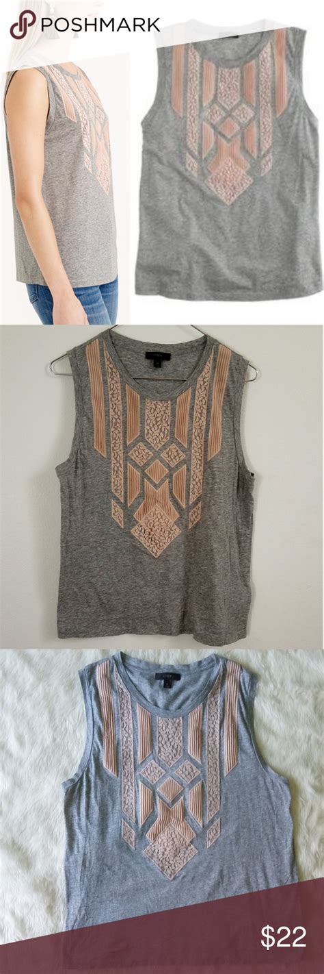 J Crew Lace Applique Muscle Tank M Clothes Design Fashion Fashion Tips