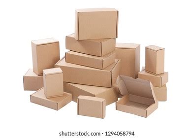 Piles Cardboard Boxes On White Background Stock Photo Edit Now 688601035