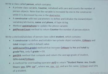 Answered Write A Class Called Person Which Bartleby