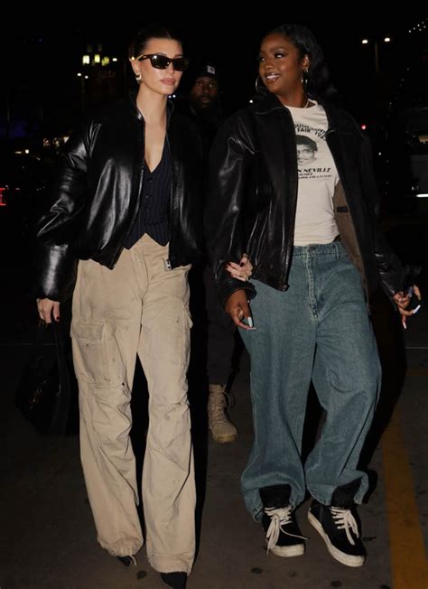 Hailey Bieber Slips On Pointy Boots At Lakers Game With Justine Skye