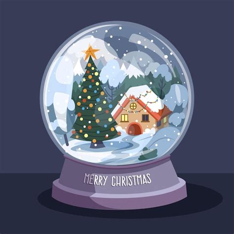 Globo De Bola De Neve De Natal Desenhado à Mão Vetor Premium