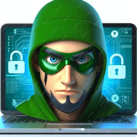 Premium Photo Trendy Digital Ninja 3d Render Of A Green Hacker