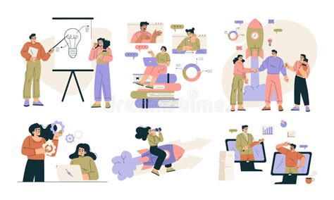 Business Concept With Man And Woman Character Engaged In Workflow Deal