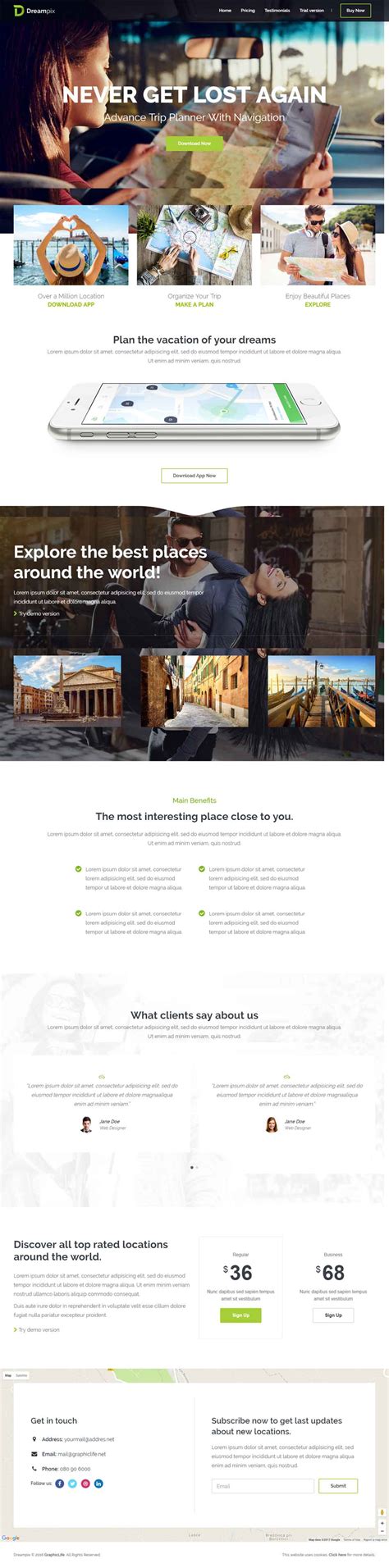 Dreampix Responsive HTML5 CSS3 Landing Page Template Template Drive