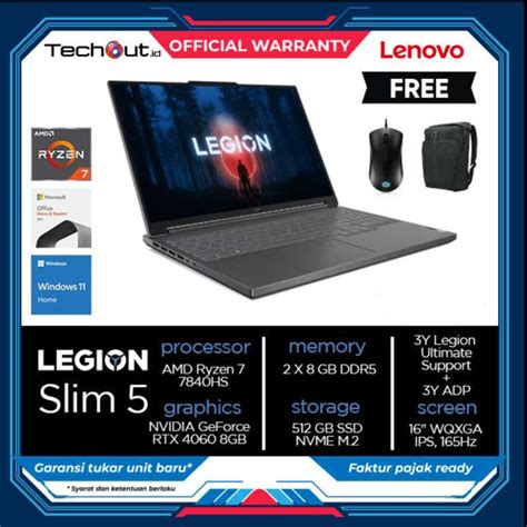 Jual Lenovo Legion Slim Aph Ryzen Hs Gb Gb Rtx Gb W Di Seller Techout