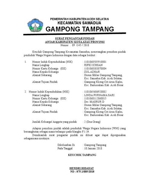 Detail Contoh Surat Pindah Penduduk Antar Provinsi Koleksi Nomer 6