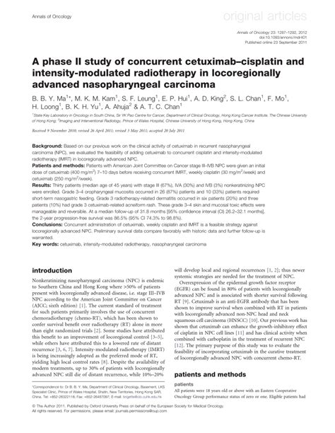 Pdf A Phase Ii Study Of Concurrent Cetuximab Cisplatin And Intensity